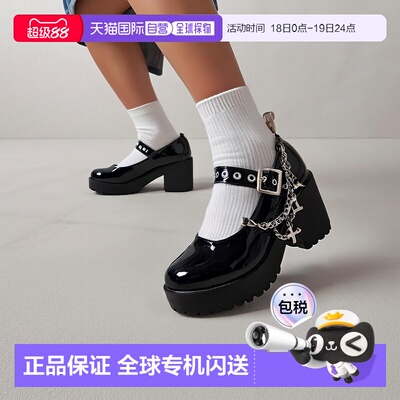 日本直邮LoveHunter 十字链条高跟鞋 /1609（黑色珐琅）玛丽珍鞋