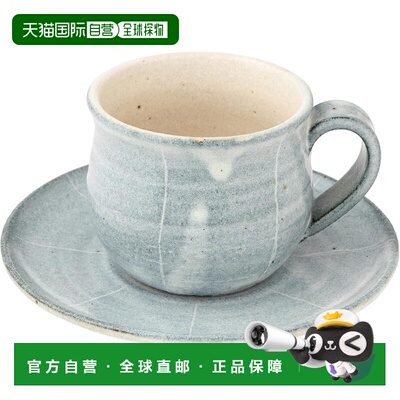 【日本直邮】丸伊 信乐烧 hechimon 杯碟270ml 蓝 MR-3-4399