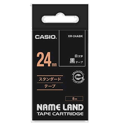 【日本直邮】CASIO标签打印机磁带24mmXR-24ABK黑色白色字母