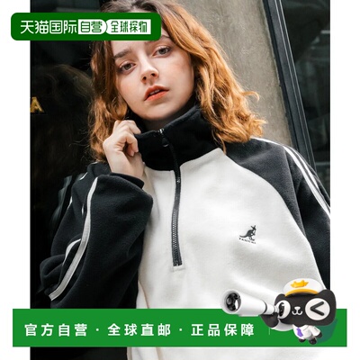 日本直邮Rocky Monroe KANGOL别注抓绒半拉链男女宽松单点logo刺