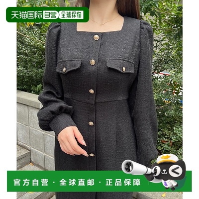 日本直邮JUNOAH 金色纽扣薄款紧身斜纹布连衣裙 JU5602EW006523
