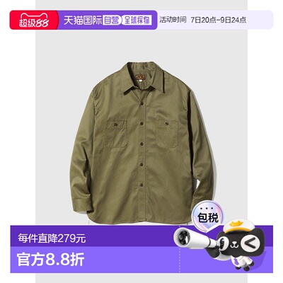 日本直邮BUZZ RICKSON'S 衬衫男女通用 纯棉长袖简约时尚黑色人字