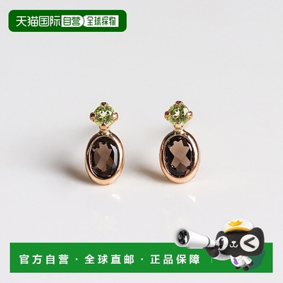 1h可退 日本直邮cui-cui K10YG 黄金 简约双石耳环 778385耳钉