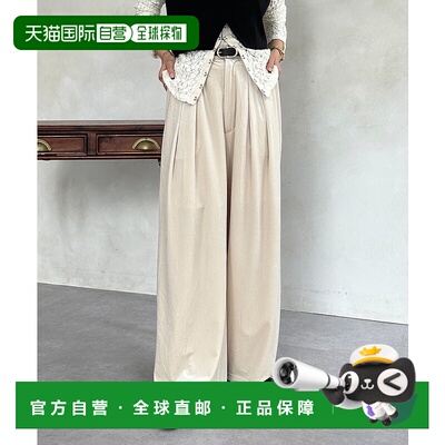 1h可退 日本直邮Thevon 女装 2褶宽松贝罗绒裤 光泽感高腰显瘦设