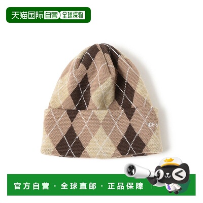 1h可退 日本直邮ICE&TECHNO 男装 阿盖尔格纹针织冷帽 简约logo刺