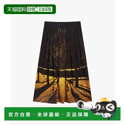 日本直邮agnes b. Agnes b FEMME 照片印花中裙 Cerise 多色a字裙