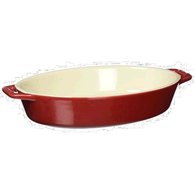 【日本直邮】Staub“椭圆盘 樱桃 23厘米”陶瓷烤盘烤箱微波炉兼