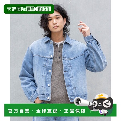 1h可退 日本直邮RAGEBLUE男装12OZ全棉宽松版型丹宁夹克半拉链设
