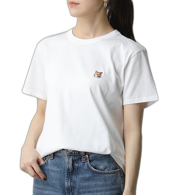 日本直邮MAISON KITSUNE 狐狸头贴片女士T恤 LW00105KJ0008
