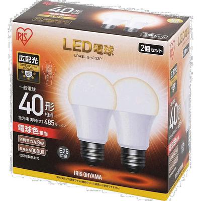 【日本直邮】IRISOHYAMA LED灯泡x2 26mm/40w 白炽灯LDA5L-G-4T52