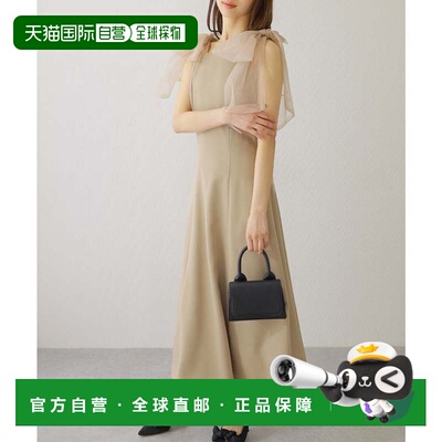 日本直邮Lace Ladies 蕾丝女士无袖网纱蝴蝶结连衣裙 长裙格雷吉