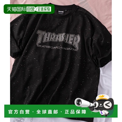 1h可退 日本直邮THRASHER 男女同款 亮片满印T恤 石榴石装饰品牌