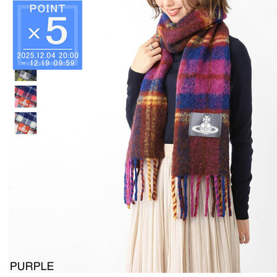 日本直邮Vivienne Westwood 男女通用保暖粗格纹围巾