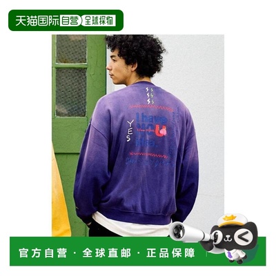 日本直邮日潮 go slow caravan内里抓绒渐变褪色宽松圆领卫衣男