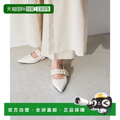 日本直邮Menue 尖头钉饰皮带高跟鞋平底鞋单鞋 ME8623BW02750