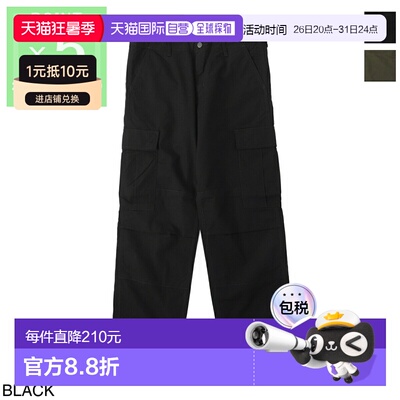 日本直邮Carhartt Work in Progress 男士工装裤 黑色水洗常规工