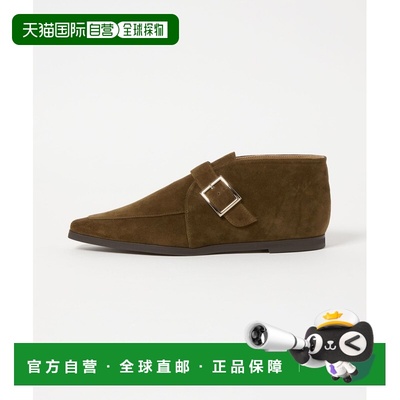 日本直邮Odette e Odile 女士 方头平底踝靴 扁平15 黑色/橄榄色