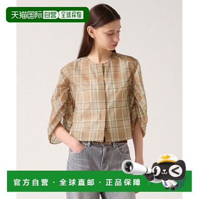 日本直邮martinique 女装 透感褶皱短袖衬衫 A0363FB250泡泡袖