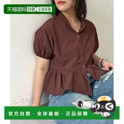 日本直邮CPCM 女装 裙摆荷叶边系扣泡泡袖衬衫 PGL1061704A0008