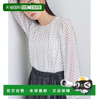 日本直邮INDIVI Sheer Dot泡泡袖连衣裙裙子