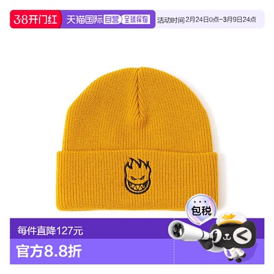1h可退 日本直邮spitfire男装BIGHEAD刺绣宽松针织帽芥末黄 11411