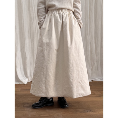 复述棉质仿麻感原生质感胚色夹棉A字全松紧腰半身裙秋冬保暖棉裙