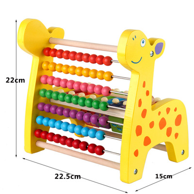 Wooden deer playing the qin as a children's puzzle toy