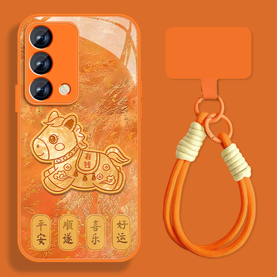 平安顺遂适用oppoa93手机壳女马年a95新款挂绳A96本命年A72钢化玻璃A93S保护套a91全包防摔硅胶xa32超火外壳