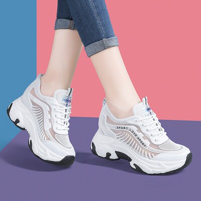 官方迈耐克斯2026年春夏季新款内增高小白鞋女百搭休闲运动鞋网面