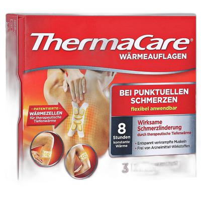 欧洲直邮德国药房Thermacare脊椎局部热敷贴3片手臂小腿8小时热疗