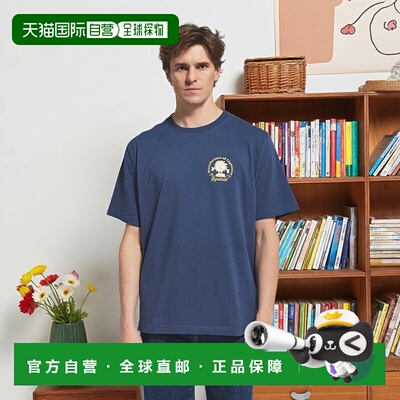 自营欧洲直邮Pyrenex Mfg Tee男女通用蓝色有机棉T恤短袖