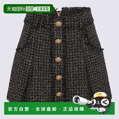 1h可退 欧洲直邮BALMAIN 女士半身裙 BF1LB870VD57EAD AW2024 黑