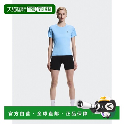 自营欧洲直邮On昂跑 Performance女士蓝色/黑色聚酯纤维速干T恤