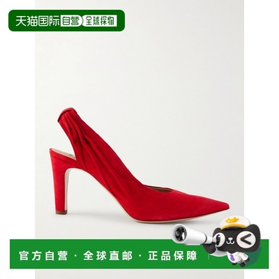 Gabriela Hearst 女士 Amari 褶边绒面革露跟高跟鞋浅口鞋 3268