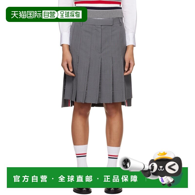 香港直邮Thom Browne 汤姆 布朗 女士 灰色 Wool Seersucker Plea