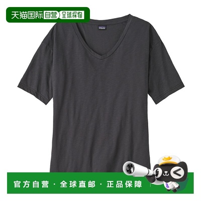 自营Patagonia 24年新款 女士有机棉后延下摆宽松V领T恤高档