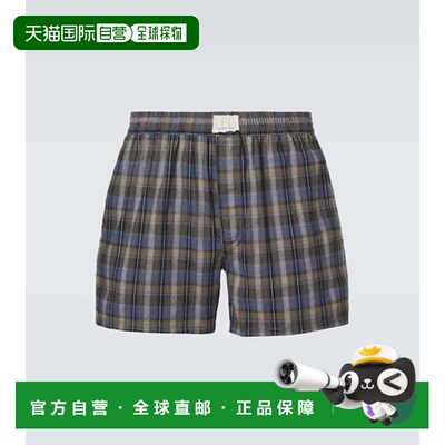 1h可退 香港直邮Erl 男士 格纹棉混纺四角裤 grey灰色 舒适时尚