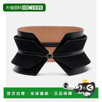 1h可退 香港直邮Alaia 女士 Bustier 皮革绒面革皮带 black黑色