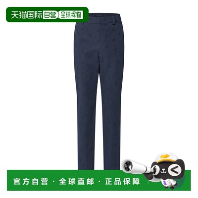 自营欧洲直邮LV路易威登 Blason男士海军蓝棉提花LOGO裤子长裤