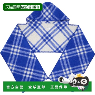 香港直邮Burberry 巴宝莉 女士 蓝色 Check Wool Hooded 围巾 811