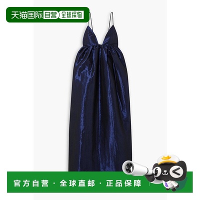 香港直邮GANNI 甘尼 女士 recycled-taffeta 褶皱中长连衣裙 F836