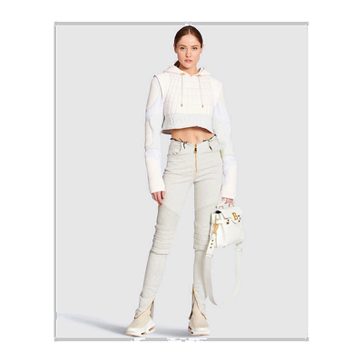 香港直邮Balmain 徽标修身直筒裤牛仔裤 YF0ME020DC66