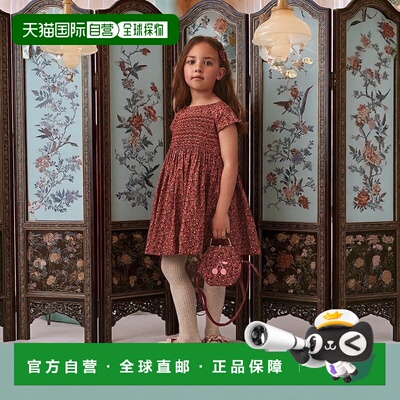 自营欧洲直邮Bonpoint小樱桃 Jadore女童红色有机棉Liberty布料旅