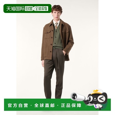 自营欧洲直邮Loro Piana 男士棕色初剪羊毛夹克