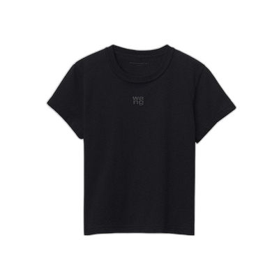 欧洲直邮ALEXANDERWANG女士棉质棉质平纹针织短款圆领短袖T恤字母