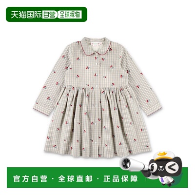 香港直邮Bonpoint 女童 Janessa 女孩樱桃红刺绣连衣裙童装 W05GD