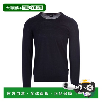 香港直邮BOSS 波士 男士 海军蓝 Slim-Fit Merino-Wool 毛衣 5046