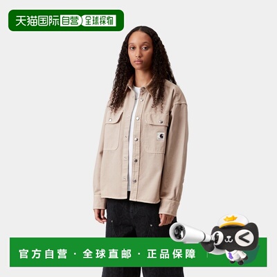 自营欧洲直邮Carhartt WIP Prescott女士棉质长袖衬衫夹克米色