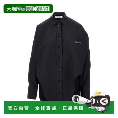 1h可退 香港直邮The Attico 女士 黑色棉质带Logo衬衫 261WCH0004