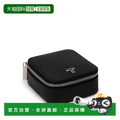 自营欧洲直邮Tumi途明 Belden女士黑色/枪灰色皮革拉链开合珠宝盒
